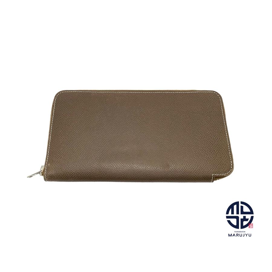 HERMES エルメス ヴォーエプソン アザップロングシルクイン 長財布 サイフ エトゥープ M刻印(2009年製) ※訳アリ : 塚口丸十質 ...