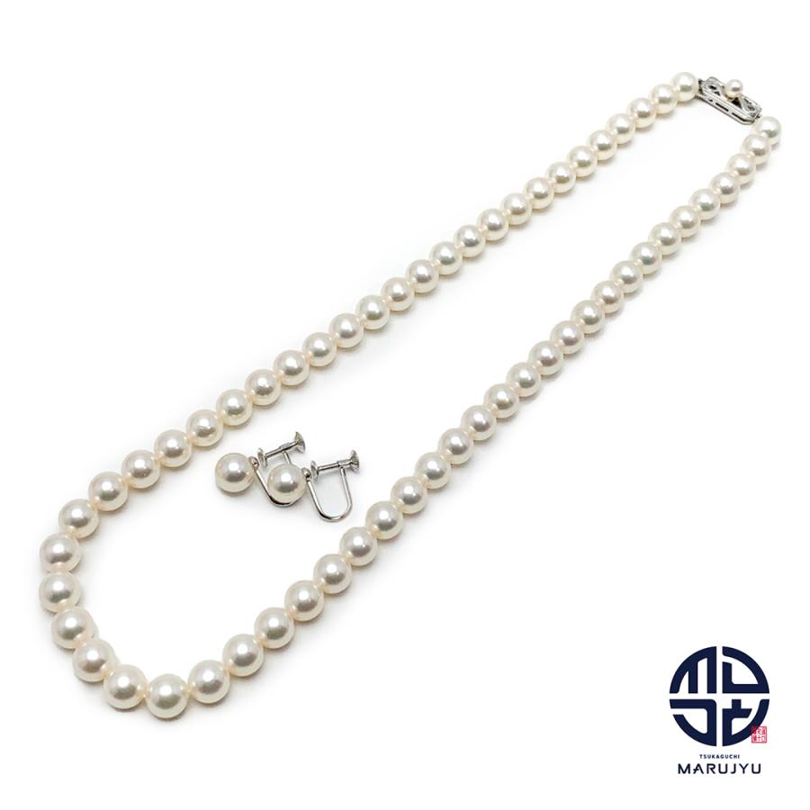 MIKIMOTO ミキモト K14WG 14金ホワイトゴールド アコヤパール 真珠 7.0-7.5mm ネックレス イヤリング セット ジュエリー アクセサリー ブランド : 塚口丸十質舗 ...