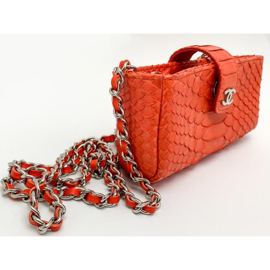 CHANEL シャネル オレンジ系 シルバー金具 パイソン 蛇革 ミニ CHANEL シャネル オレンジ系 シルバー金具 パイソン 蛇革 ミニ