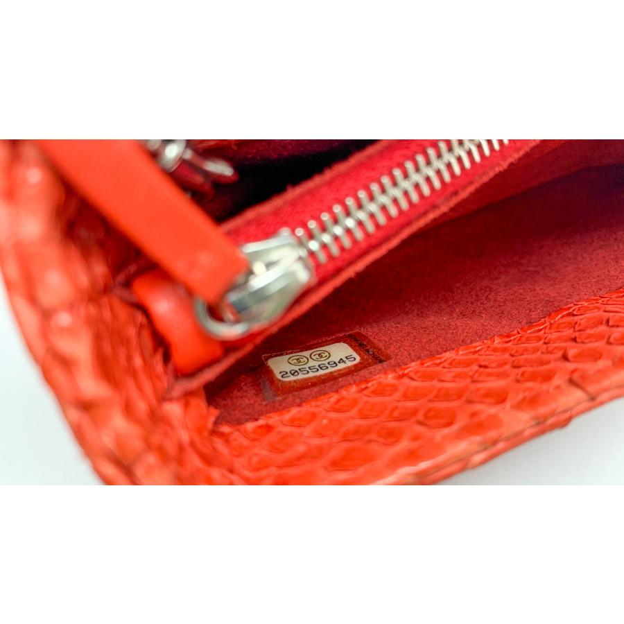 CHANEL シャネル オレンジ系 シルバー金具 パイソン 蛇革 ミニ CHANEL シャネル オレンジ系 シルバー金具 パイソン 蛇革 ミニ