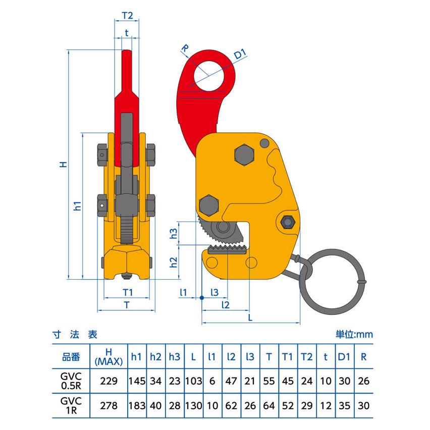 スーパーツール 立横兼用吊クランプ(ロックハンドル式) GVC0.5R : 丸武オンラインショップ - 通販 - Yahoo!ショッピング