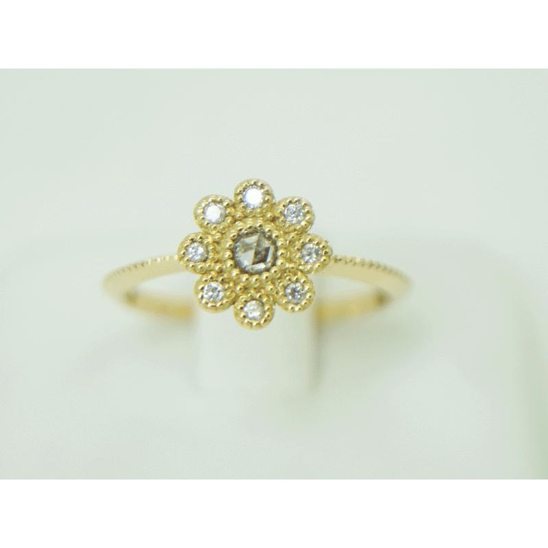 K18 天然 ダイヤモンド フラワーモチーフ ミル打ち デザイン リング D0.16ct サイズ＃11号 美品 送料無料！！ : マルコウヤフーショッピング店 - 通販 - Yahoo!ショッピング