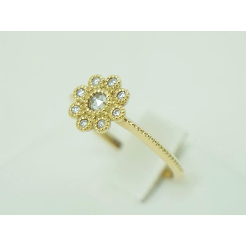 K18 天然 ダイヤモンド フラワーモチーフ ミル打ち デザイン リング D0.16ct サイズ＃11号 美品 送料無料！！ : マルコウヤフーショッピング店 - 通販 - Yahoo!ショッピング