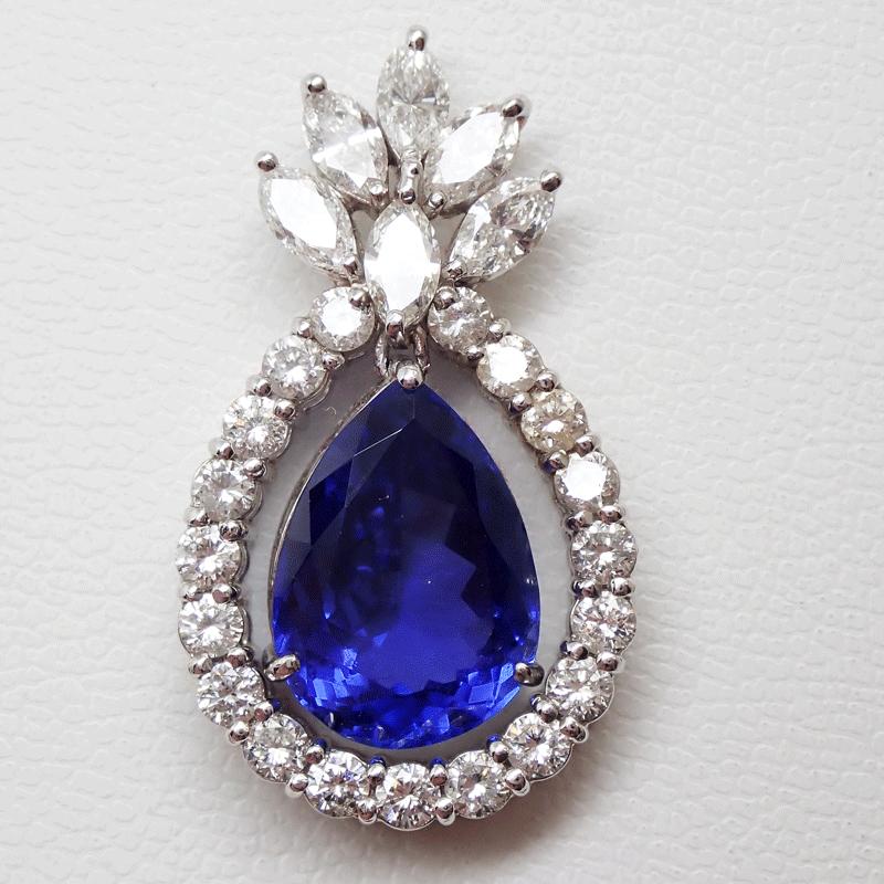 PT900 タンザナイト ダイヤモンド ペンダント 別名ゾイサイト 上質タンザ 6.28ct D2.2ct 鑑別書付 美品 送料無料！！ :R4ka3206:マルコウヤフーショッピング店 ...