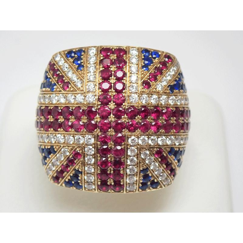Asprey アスプレイ ダイヤサファイアルビーリング K18 19．9g ＃10 ユニオンジャック リング 中古美品 : マルコウヤフーショッピング店 - 通販 - Yahoo!ショッピング