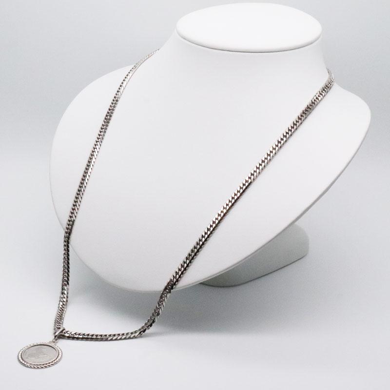 Pt9995/Pt900枠 2018 クイーンエリザベスII TUVALU ツバルホース 1/10oz オンス コインPH Pt850 喜平 W6面 ネックレス 60cm 55.8g ...