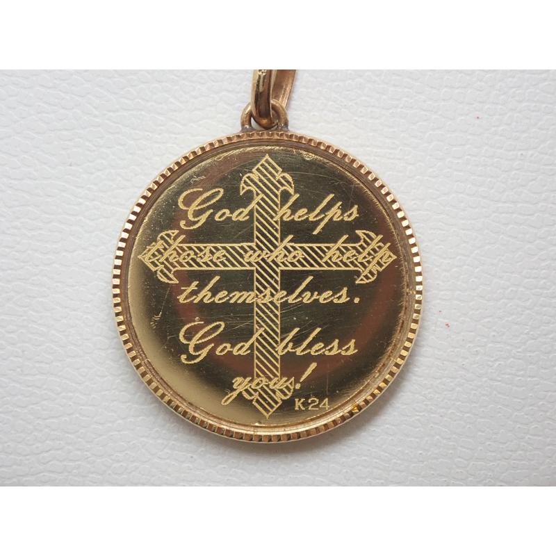 K18枠 K24 コイン ペンダントトップ 総重量6.7g ※両面ガラス入り 送料無料！！ : マルコウヤフーショッピング店 - 通販 - Yahoo!ショッピング