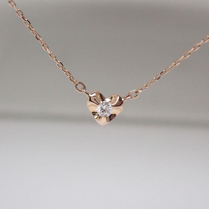 VENDOME AOYAMA Samantha Tiara サマンサティアラ K18 ダイヤモンド付 ハートネックレス D0.03ct ピンクゴールド ネック 重量約1.2g 金 送料無料 ...
