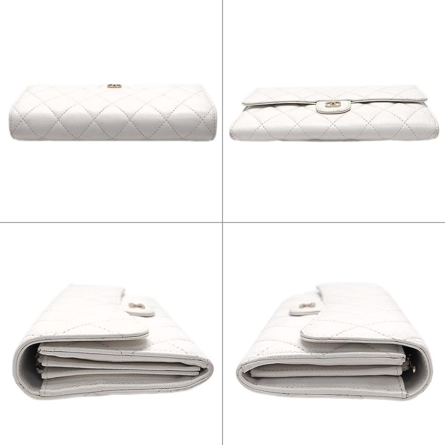 シャネル マトラッセ クラシック ロングフラップウォレット AP0241 キャビアスキン ホワイト×ゴールド金具 【丸万質舗 ...