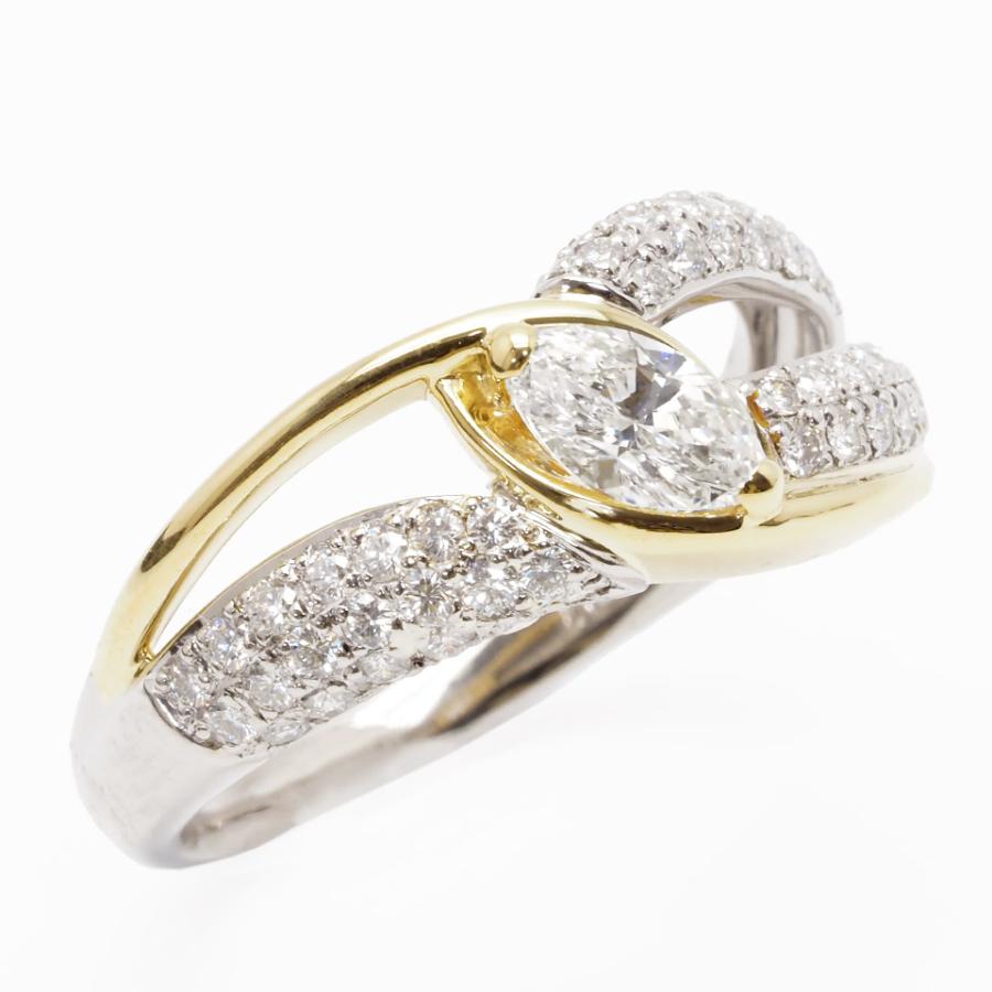 マーキースブリリアンカット ダイヤモンドリング Pt900 K18YG 0.54ct 0.61ct #21 プラチナ イエローゴールド 21号【丸万質舗】 : 丸万質舗 ヤフー店 - 通販 ...