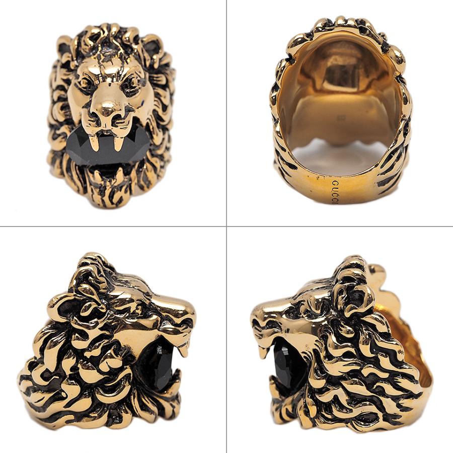 GUCCI グッチ ライオンヘッド クリスタルリング #16 402763 J1D50 8029 GP 16号 ブラックスワロフスキー ...