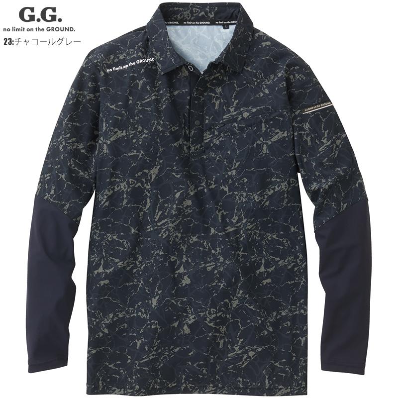 G.G ジージー 0395-50 長袖ポロシャツ 接触冷感 ナイロン ハイストレッチ 春夏 桑和 : おしゃれ作業着 マルミオンライン - 通販 - Yahoo!ショッピング