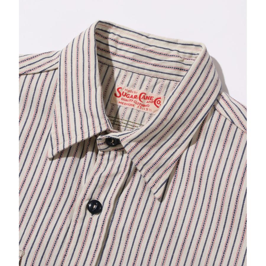 SUGAR CANE シュガーケーン / DOBBY STRIPE WORK SHIRT(SHORT SLEEVE