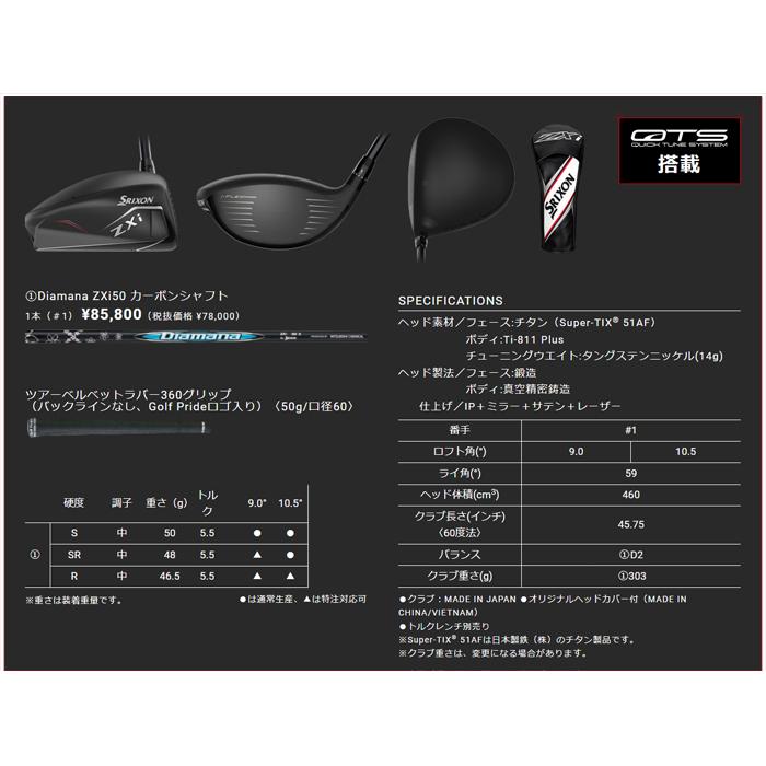 SRIXON ダンロップ スリクソン ZXi MAX DRIVER ドライバー Diamana ZXi50 カーボンシャフト 日本正規品 ...
