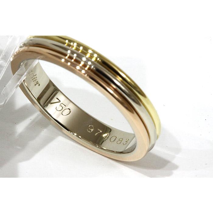 Cartier #55【美品】カルティエ CARTIER スリーカラーゴールド ウェディングリング 旧型 750 K18 YG×WG×PG トリコロール（約14号） 磨き仕上げ済 指輪 中古 ...