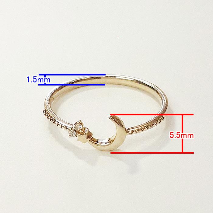 ＜10.5号＞K10イエローゴールド 月と星のデザインリング メレーダイヤ2石 K10YG 1.0g ムーン&スター 指輪 中古 : 丸信質店 ヤフーショップ - 通販 - Yahoo!ショッピング