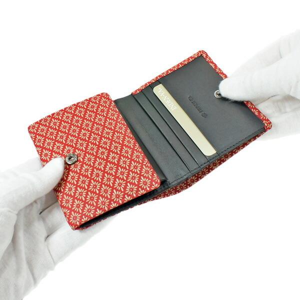 印伝 甲州印伝 印傳屋 上原勇七 財布 二つ折り財布 2204 菱菊 赤地×白漆 鹿革 本革 レザー 和柄 ブランド 冬物 冬ギフト クリスマス 贈り物 YM01 印傳屋（INDEN-YA） 印伝 甲州印伝 上原勇七 財布 二つ折り財布 印伝