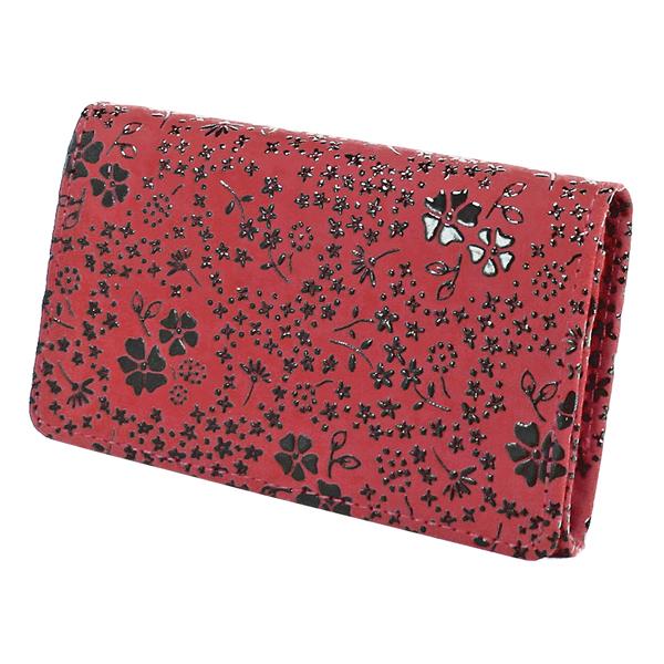 印傳屋 印伝 甲州印伝 上原勇七 名刺入れ 名詞入れ 2501 アメリカンブルー 赤地×黒漆 鹿革 本革 レザー 花柄 ブランド YM01 : 丸島商事インターネット事業部 - 通販 ...