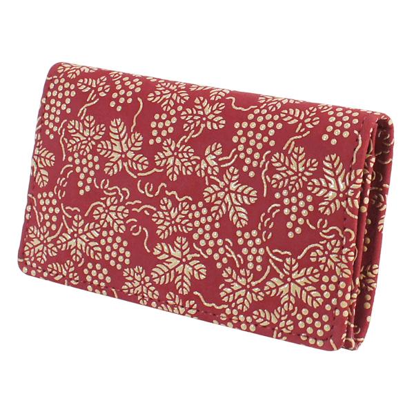 印伝 甲州印伝 印傳屋 上原勇七 名刺入れ 名詞入れ 2501 ぶどう 赤地×白漆 鹿革 本革 レザー 和柄 ブランド YM01 : inden-2501-13-120 : 丸島商事 ...