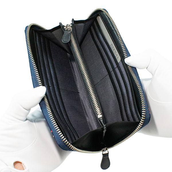 印傳屋 印伝 甲州印伝 上原勇七 財布 長財布 印伝財布 束入れ なごみ 7528 とんぼ 鹿革 本革 レザー 和柄 ブランド YM02 ...