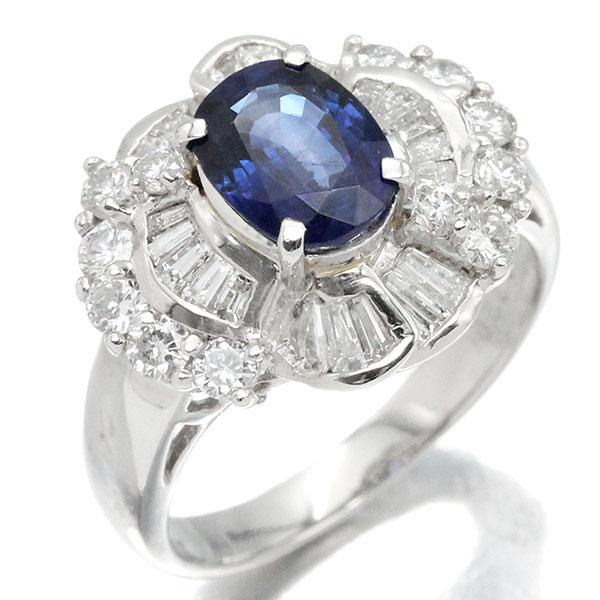 プラチナ サファイア ダイヤモンド リング 17号 S2.20ct D1.48ct Pt900 指輪 宝石 ジュエリー アクセサリー レディース 女性 プレゼント : 質 丸滝 - 通販 ...