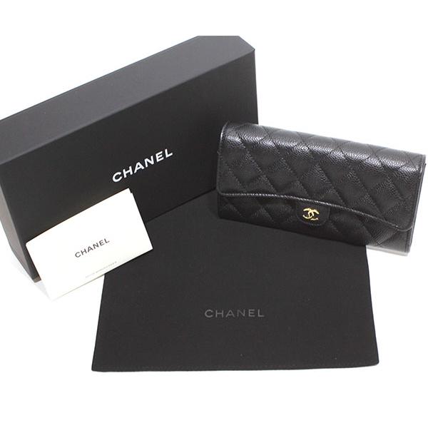 未使用 シャネル CHANEL マトラッセ クラッシック AP0241 キャビアスキン 長財布 中ファスナー ココマーク レディース ブランド ...
