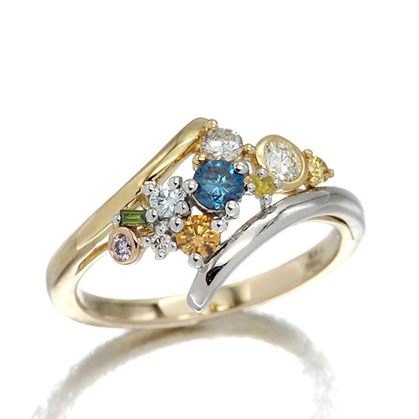 K18YG/PG プラチナ マルチストーン ダイヤモンド リング 13号 D0.405ct イエロー/ピンクゴールド750 PT950 : 質 丸滝 - 通販 - Yahoo!ショッピング