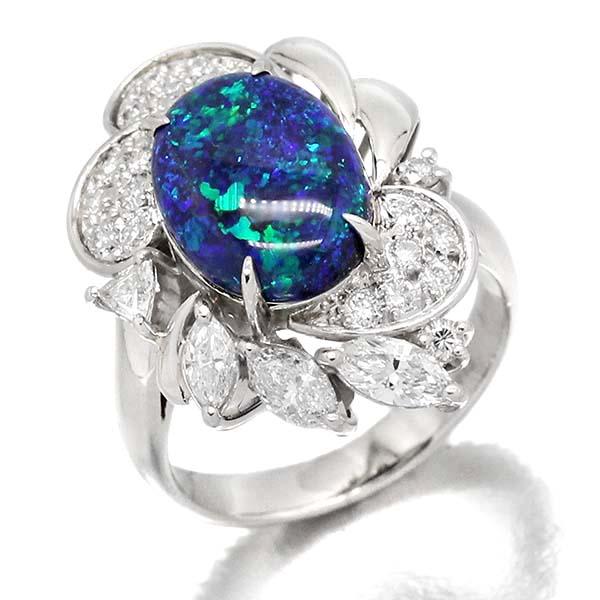 プラチナ ブラックオパール ダイヤモンド リング 13号 D0.77ct Pt900 指輪 マーキスカット 宝石 ジュエリー 女性 レディース : 47810 : 質 丸滝 - 通販 ...
