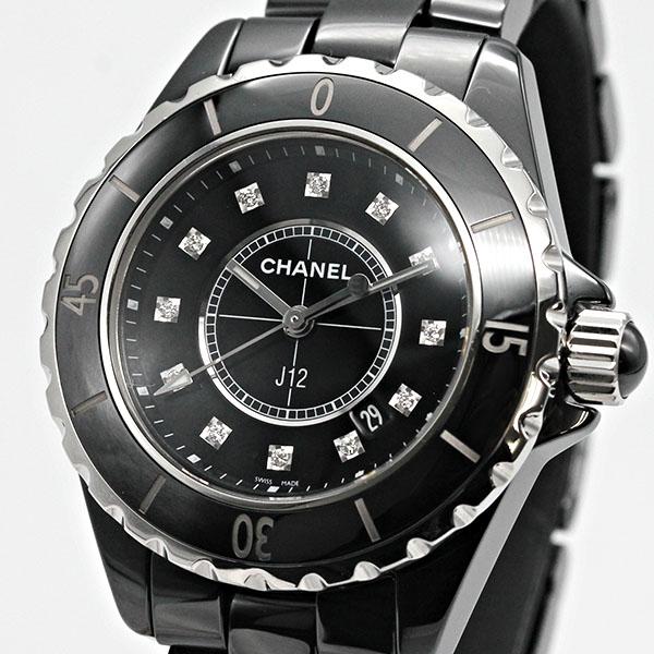 J12 シャネル CHANEL H1625 デイト 12PD ブラック セラミック/SS レディース腕時計 クォーツ 33mm 生産終了 ...