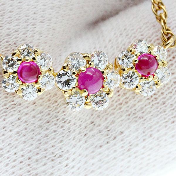 NINA RICCI ニナリッチ K18YG ルビー ダイヤモンド ネックレス 38/41.5cm イエローゴールド750 R0.30ct D0.67ct 女性 ジュエリー ブランド : 質 ...