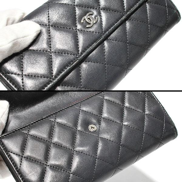 シャネル CHANEL マトラッセ ラムスキン 長財布 ココマーク ブラック 黒 ブランド ウォレット レディース 女性 シルバー金具 フラップ : 50019 : 質 丸滝 - 通販 ...