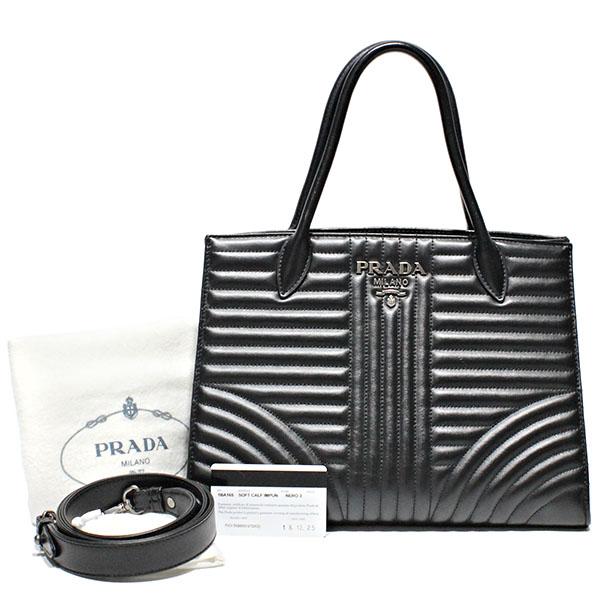 DIAGRAMME プラダ PRADA ダイアグラム トートバッグ 1BA165 カーフレザー 黒 ハンドバッグ ショルダーバッグ 2WAY ブランド 女性 レディース : 質 丸滝 - 通販 ...
