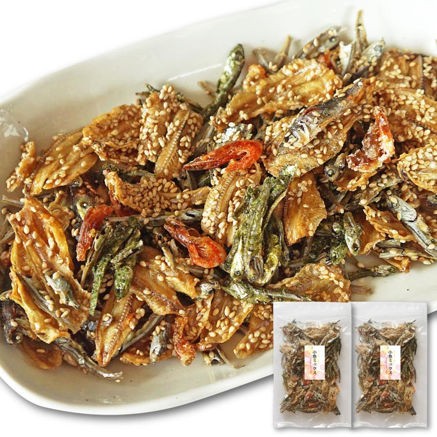 小魚ミックス おやつ 124g×2袋 おつまみ 食べる小魚 カルシウム サクサク カリカリ 骨せんべい 五色煮 アソート : 函館 マルユウ漁業部 - 通販 - Yahoo!ショッピング