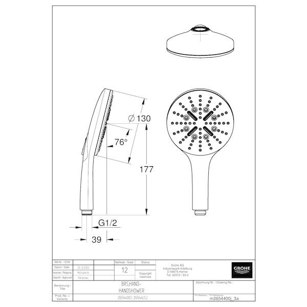 GROHE[グローエ] シャワー【2654400J】スマートアクティブ ハンドシャワー 130ラウンド【純正品】 : 換気扇の通販ショップ ...