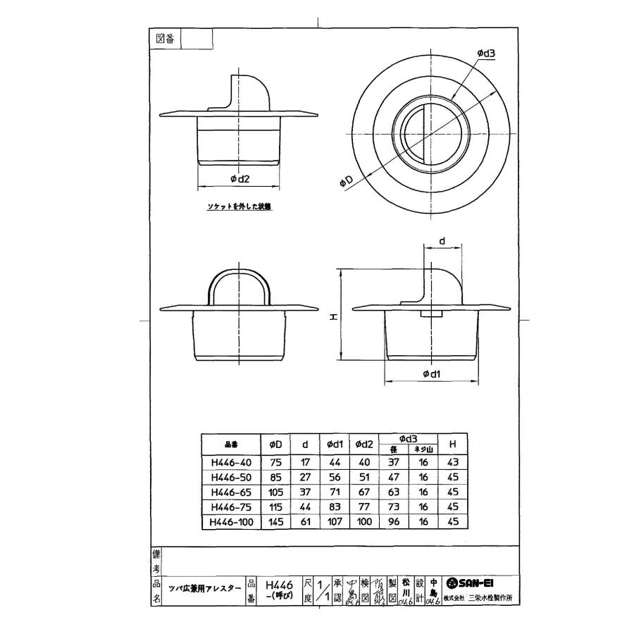 三栄水栓 バス用品・空調通気用品 防虫目皿・アレスター ツバ広兼用アレスター H446-50 SANEI【純正品】 : 換気扇の通販ショップ プロペラ君 - 通販 - Yahoo!ショッピング