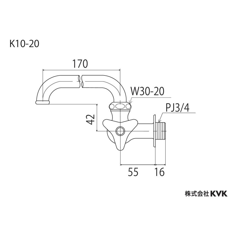 KVK 横形自在水栓20 K10-20 単水栓 K1020 [新品]【純正品】 : 換気扇の通販ショップ プロペラ君 - 通販 - Yahoo!ショッピング