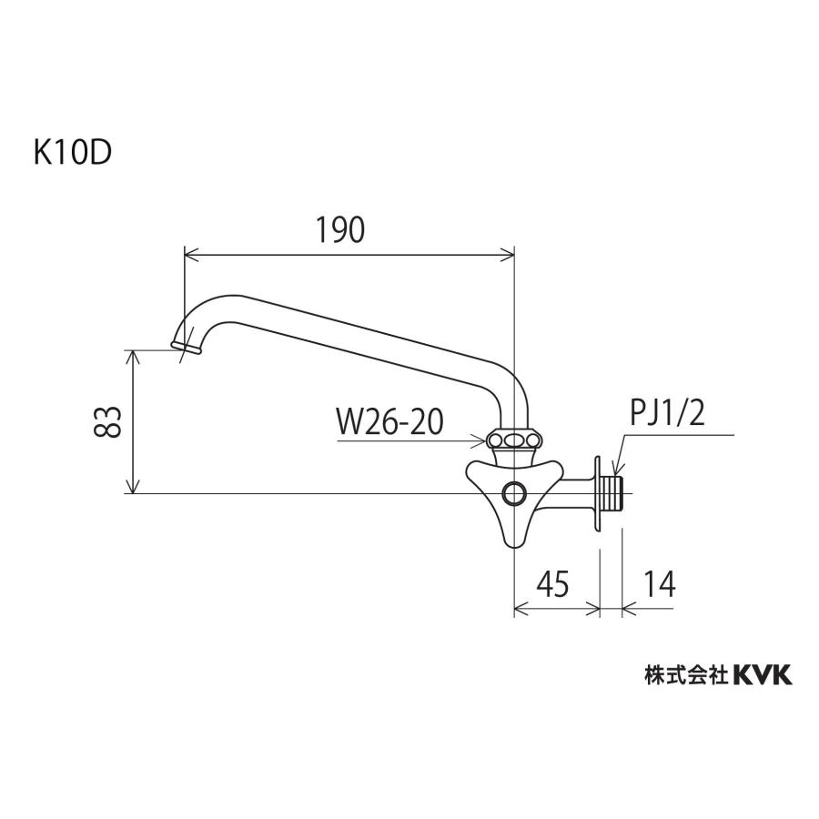 KVK 横形自在水栓 K10D 単水栓 K10D [新品]【純正品】 : k10d : 換気扇の通販ショップ プロペラ君 - 通販 - Yahoo!ショッピング