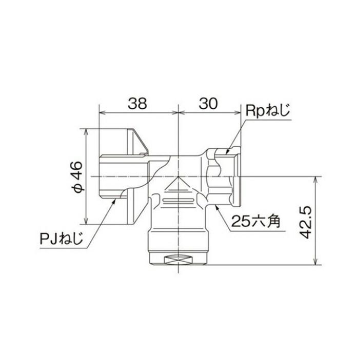 オンダ製作所 ONDA 【WT21-13M-S】 分岐水栓チーズ Rp1/2×PJ1/2×13A（PEX・PB） ダブルロックジョイント 架橋 ...