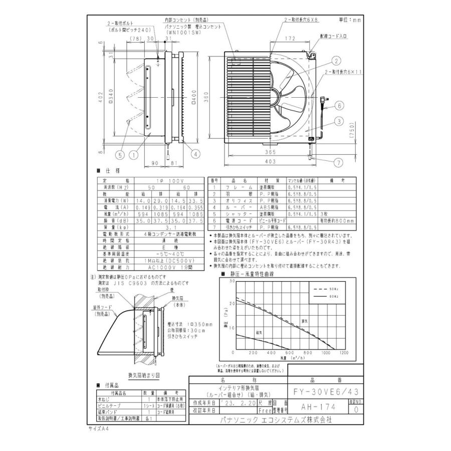 Panasonic パナソニック 換気扇 【XFY-30VE6/43】 一般換気扇本体・ルーバーセット 30cmタイプ 換気扇：FY-30VE6 ルーバー：FY-30R43 : 換気扇の通販 ...