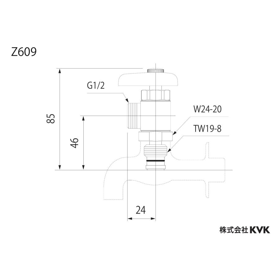 KVK 分岐用水栓上部本体 Z609 単水栓 Z609 [新品]【純正品】 : z609 : 換気扇の通販ショップ プロペラ君 - 通販 - Yahoo!ショッピング