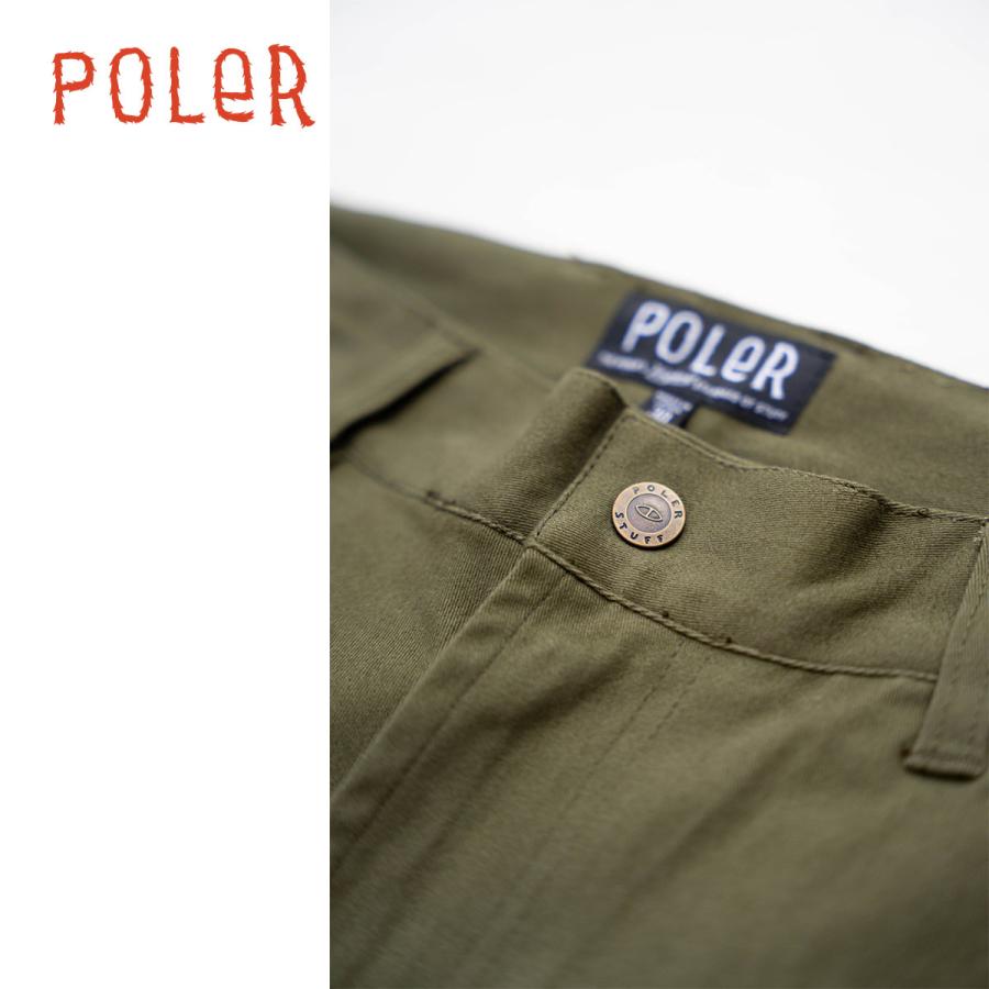ロングパンツ メンズ POLER CAMPO PANTS ポーラー カンポパンツ チノパン 刺繍ロゴ 無地 コットン ストレッチ ストリート カジュアル シンプル カーキ POLeR ...