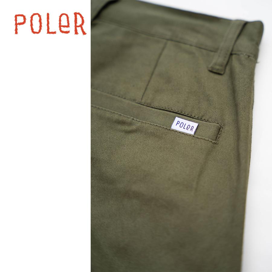 ロングパンツ メンズ POLER CAMPO PANTS ポーラー カンポパンツ チノパン 刺繍ロゴ 無地 コットン ストレッチ ストリート カジュアル シンプル カーキ POLeR ...