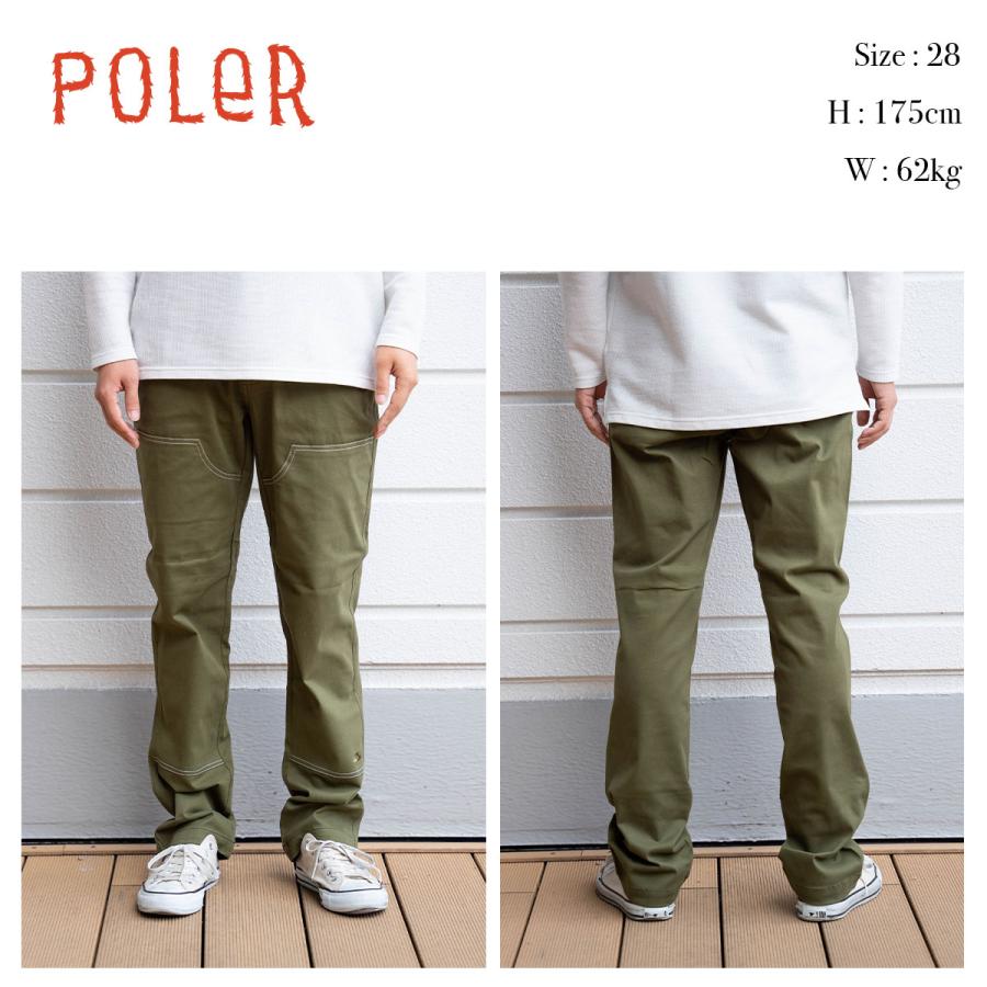 ロングパンツ メンズ POLER CAMPO PANTS ポーラー カンポパンツ チノパン 刺繍ロゴ 無地 コットン ストレッチ ストリート カジュアル シンプル カーキ POLeR ...