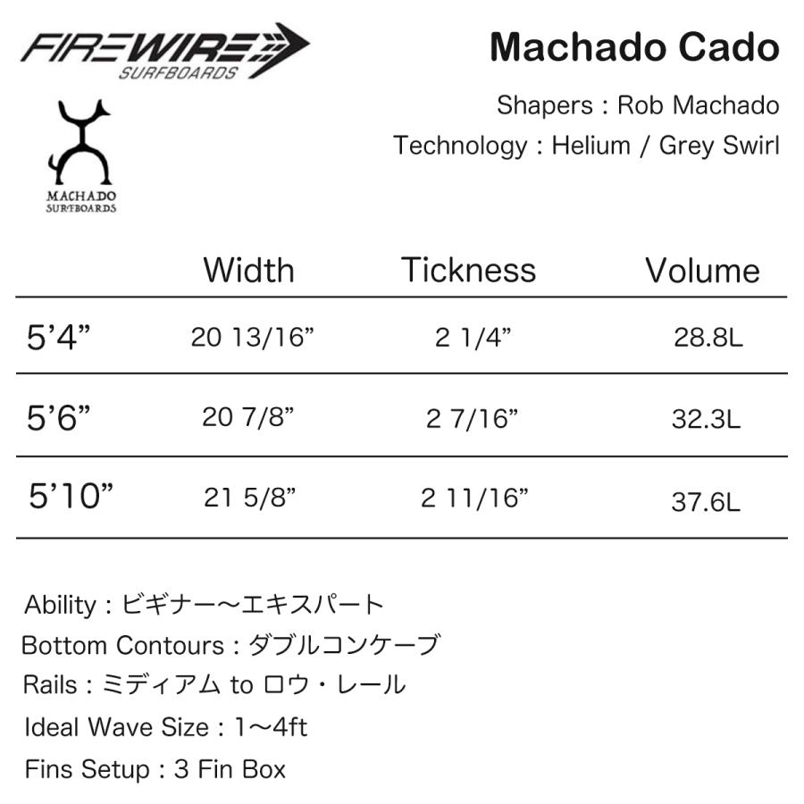 FIREWIRE ファイヤーワイヤー サーフボード マチャド カド グレー スワール SURFBOARDS Machado Cado Grey ...