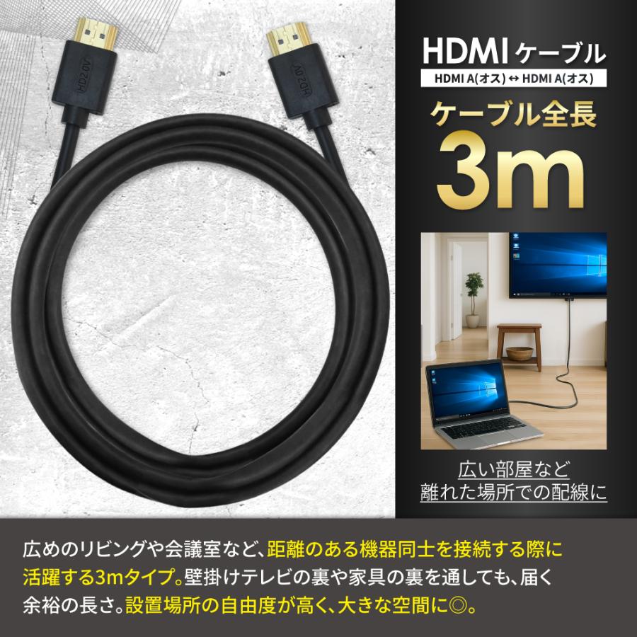 シズカウィル HDMIケーブル 4K 3m 高速転送 4K高画質 ハイスピード Windows MacBook パソコン ノートPC TV Switch スイッチ テレビ 接続 モニター 映像 ...