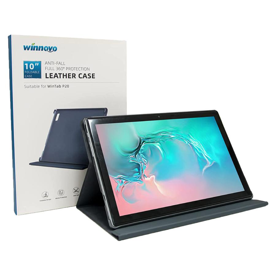 WINNOVO WinTab P20 純正 専用ケース スタンド機能付 PU製 両面保護 10インチタブレット用 ブルーグレー : マス ...