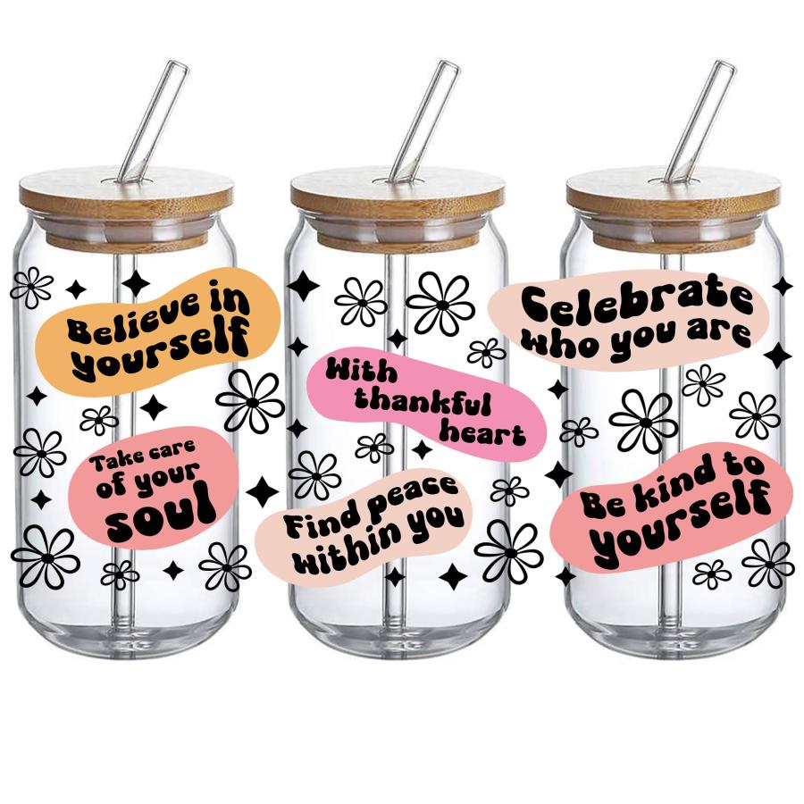 UV DTF ガラスカップラップ転写デカール 3個 Believe in Yourself 昇華デザイン、Affimations 並行輸入品 : Mastars - 通販 - Yahoo!ショッピング