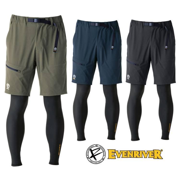 EVENRIVER 【2024年最新作・送料無料】EVENRIVER イーブンリバー レッグカバー付き ハーフパンツ 接触冷感 ショート 正規代理店 ベルト付 春夏 EX34 作業服 作業着 ...