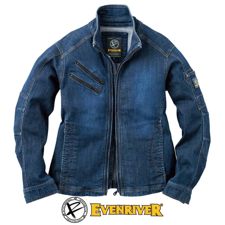 EVENRIVER イーブンリバー USD307 ストレッチ デニム S~5L ブルゾン ジャケット かんたん刺繍申込み 作業服 作業着 秋冬向き ブラスト かっこいい : usd307 ...