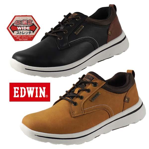 EDWIN エドウィン カジュアルシューズ EDW-7645 プレーントゥ オックスフォード ウォーキング ワークシューズ 黒 黄 4E/幅広 軽量 送料無料 メンズ : クリックマーケット ...